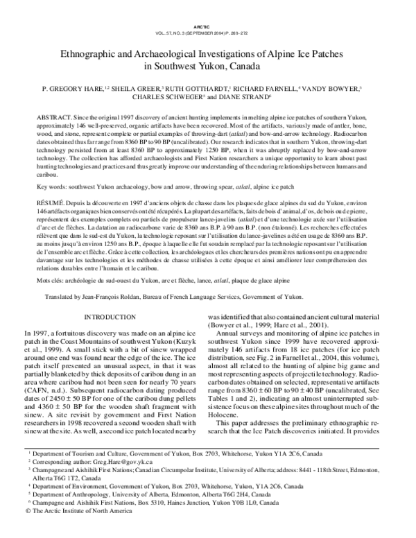 (PDF) Ethnographic and Archaeological Investigations of Alpine Ice ...