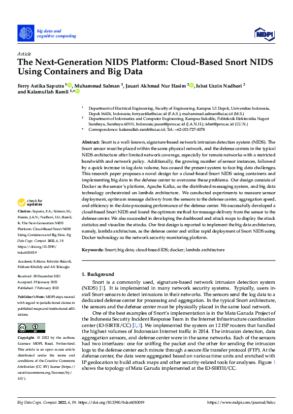 (PDF) The Next-Generation NIDS Platform: Cloud-Based Snort NIDS Using Containers and Big Data