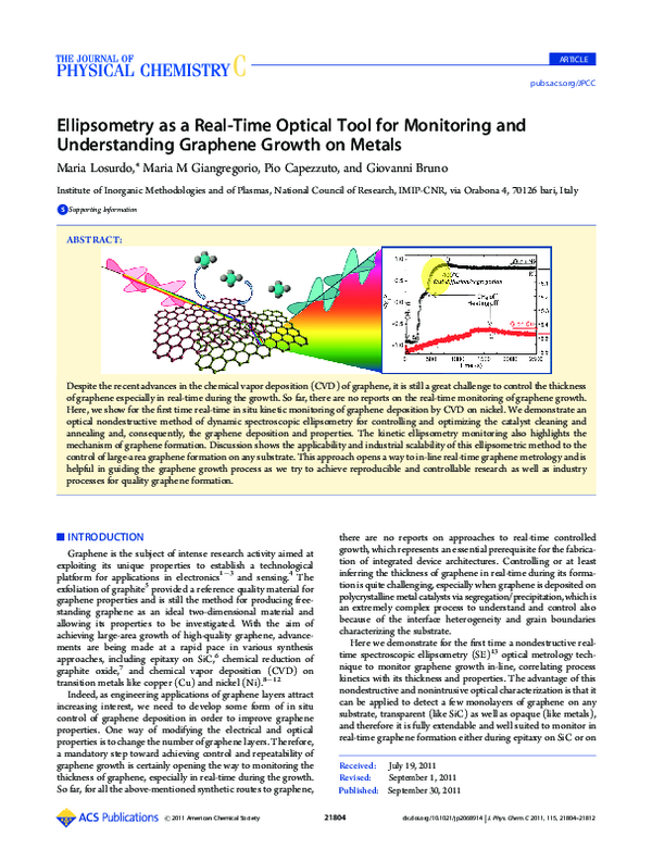 (PDF) Ellipsometry as a Real-Time Optical Tool for Monitoring and Understanding Graphene Growth ...