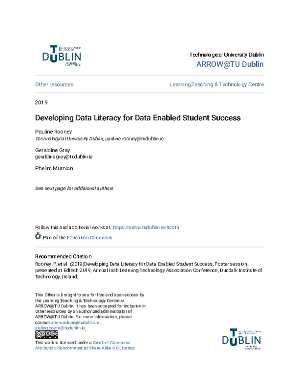 (PDF) Developing Data Literacy for Data Enabled Student Success