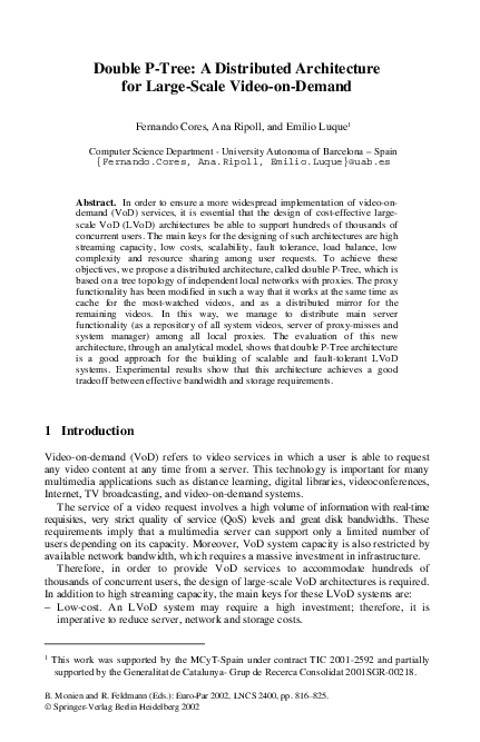 (PDF) Double P-Tree: A Distributed Architecture for Large-Scale Video-on-Demand