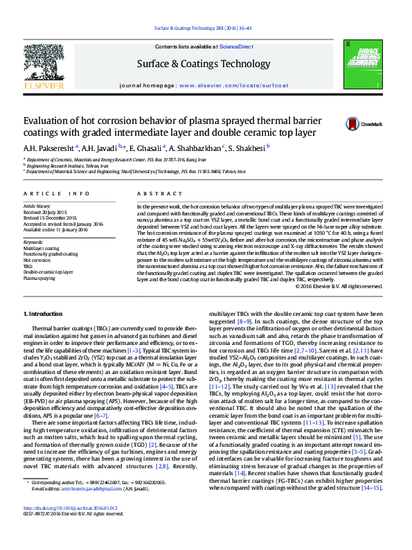 (PDF) Evaluation of hot corrosion behavior of plasma sprayed ceria and yttria stabilized ...