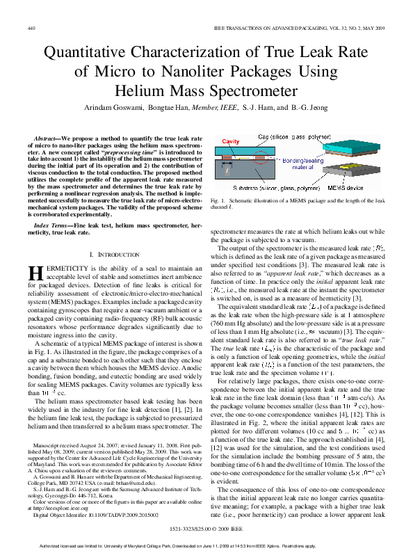 (PDF) Quantitative Characterization of True Leak Rate of Micro to ...