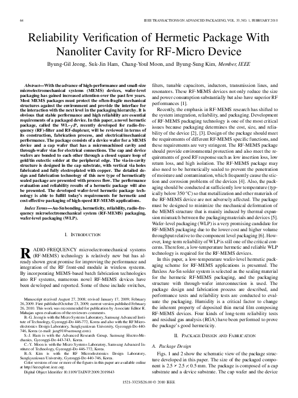 (PDF) Reliability Verification of Hermetic Package With Nanoliter ...