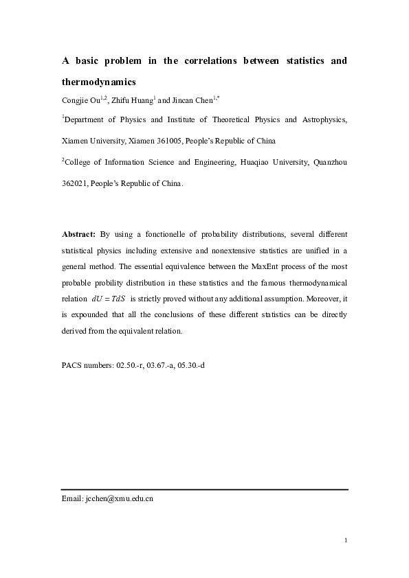 Pdf A Basic Problem In The Correlations Between Statistics And