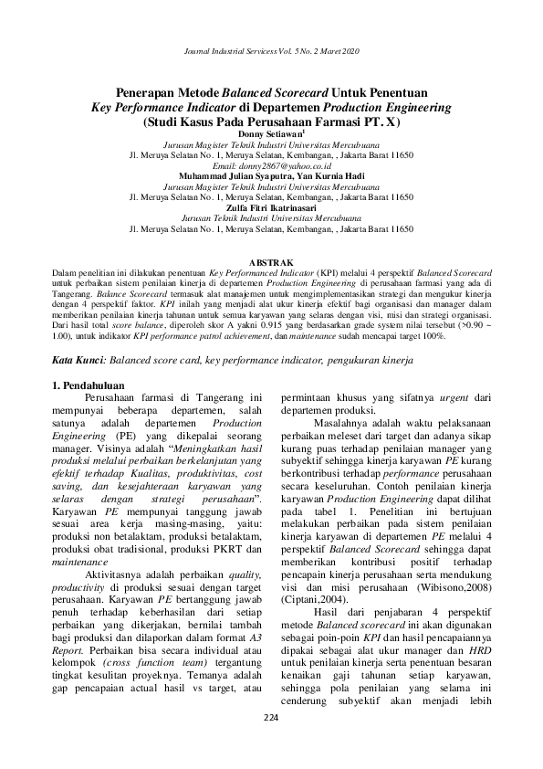 (PDF) Penerapan Metode Balanced Scorecard Untuk Penentuan Key ...