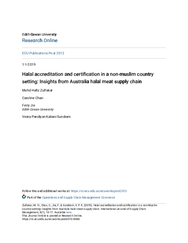 (PDF) Halal Accreditation and Certification in A Non-Muslim Country ...