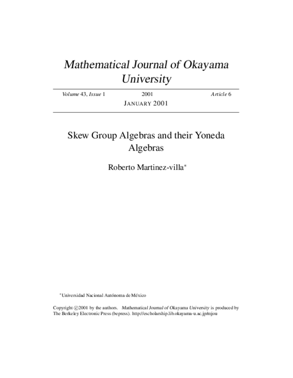 (PDF) Skew Group Algebras and their Yoneda Algebras