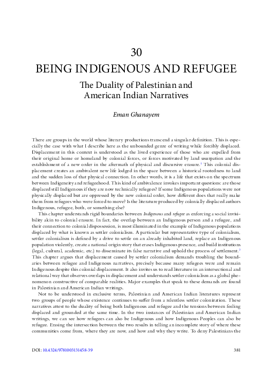 (PDF) Being Indigenous and Refugee: The Duality of Palestinian and ...
