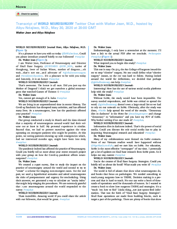 (PDF) World Neurosurgery and the World Federation of Neurosurgical ...