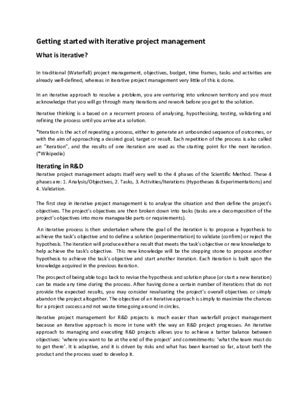 (PDF) Getting started with iterative project management