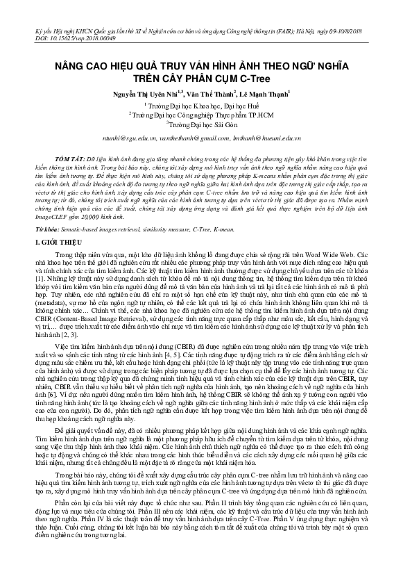 (PDF) NÂNG CAO HIỆU QUẢ TRUY VẤN HÌNH ẢNH THEO NGỮ NGHĨA TRÊN CÂY PHÂN CỤM C-Tree | Nguyễn Nhi ...