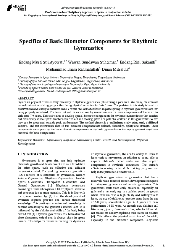 (PDF) Specifics of Basic Biomotor Components for Rhythmic Gymnastics