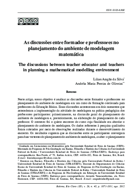 (PDF) As discussões entre formador e professores no planejamento do ...