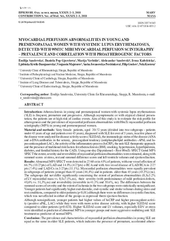 Pdf Myocardial Perfusion Abnormalities In Young And Premenopausal