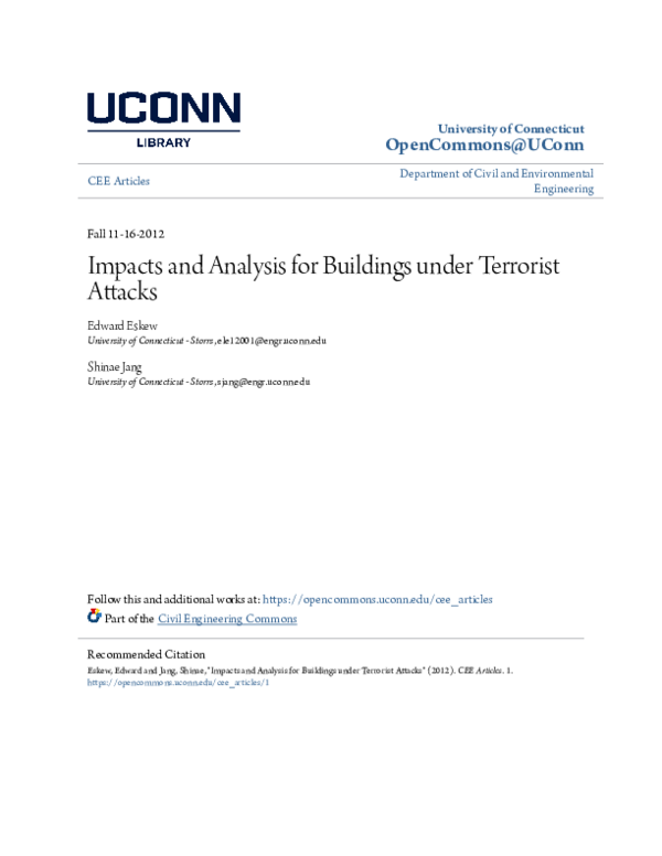 (PDF) Impacts and Analysis for Buildings under Terrorist Attacks