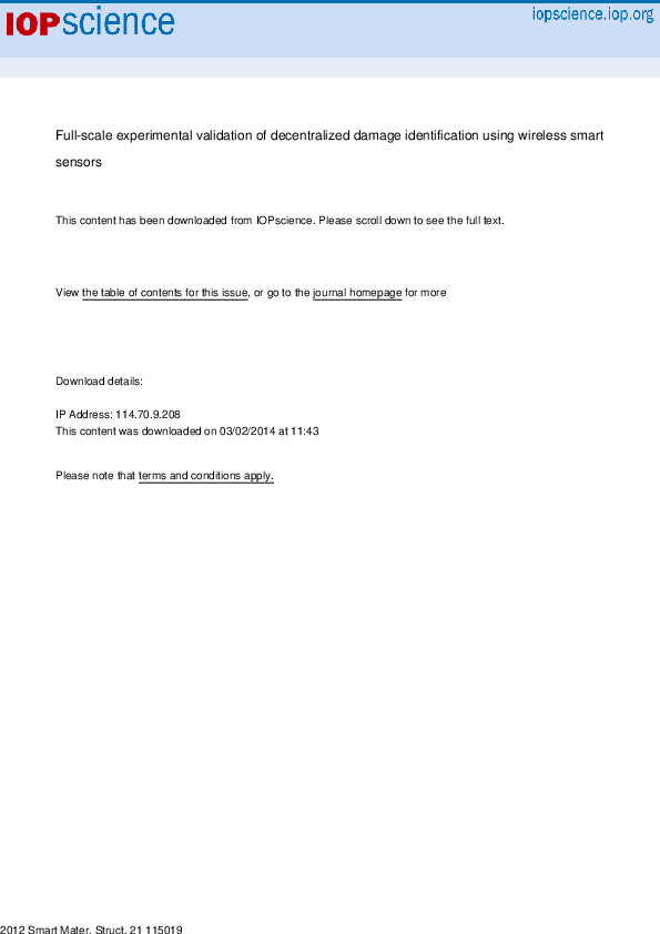 (PDF) Decentralized Damage Detection using Smart Sensors