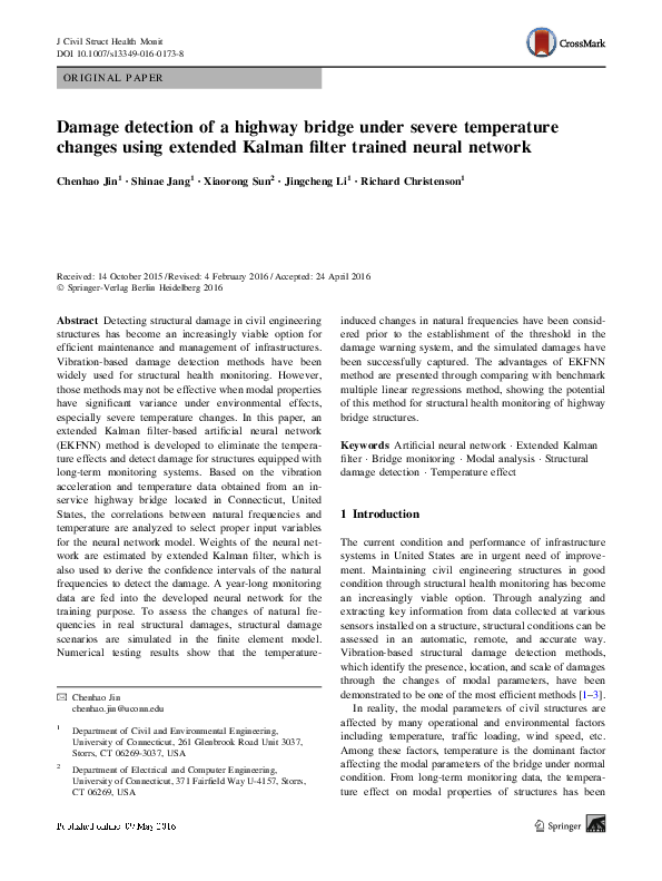 (PDF) Damage detection of a highway bridge under severe temperature changes using extended ...