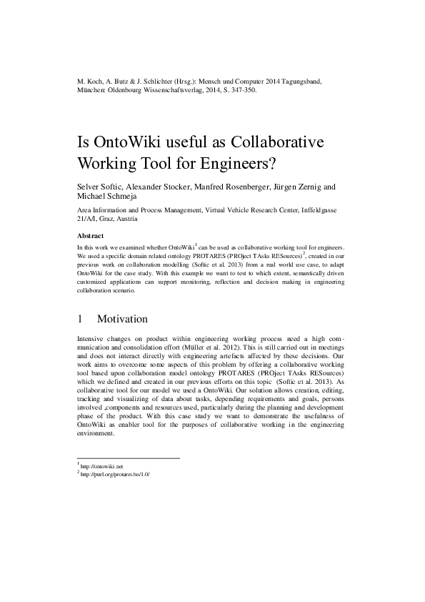 (PDF) Is Onto Wiki useful as Collaborative Working Tool for Engineers?