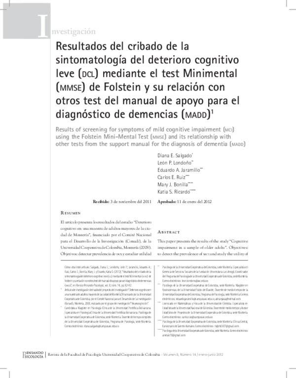 (PDF) Results of screening for symptoms of mild cognitive impairment ...