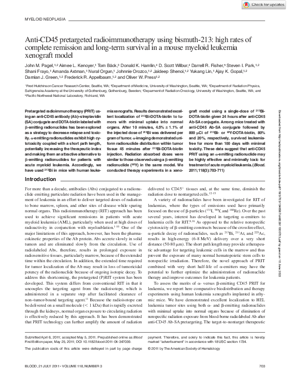 (PDF) Anti-CD45 pretargeted radioimmunotherapy using bismuth-213: high ...