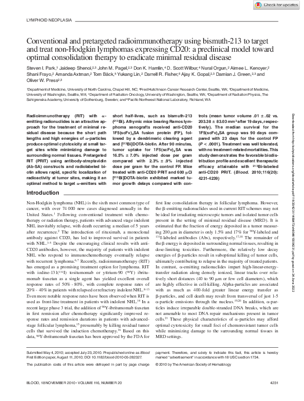 (PDF) Conventional and pretargeted radioimmunotherapy using bismuth-213 ...