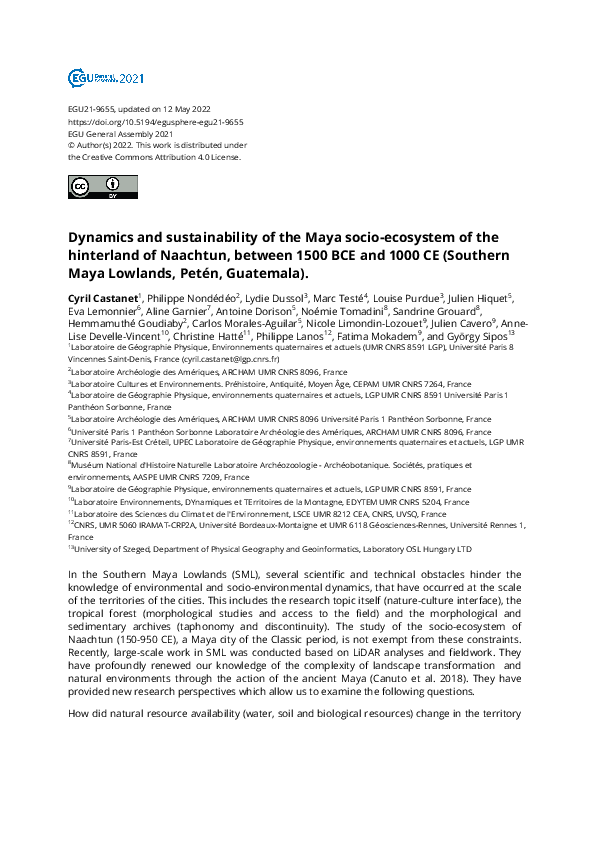 (PDF) Dynamics and sustainability of the Maya socio-ecosystem of the ...