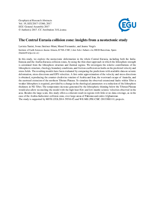 (PDF) The Central Eurasia collision zone: insights from a neotectonic study