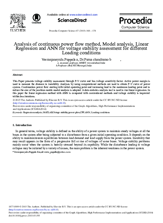 Pdf Analysis Of Continuous Power Flow Method Model Analysis Linear Regression And Ann For