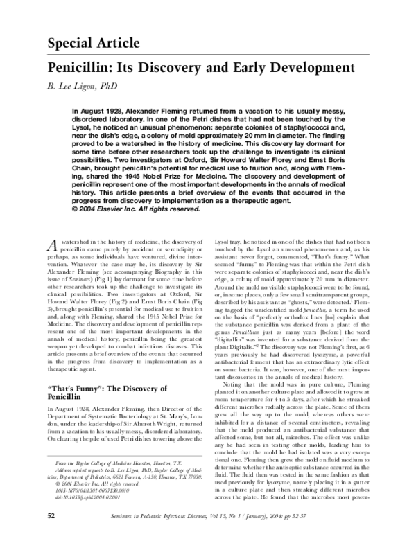 (PDF) Penicillin: its discovery and early development