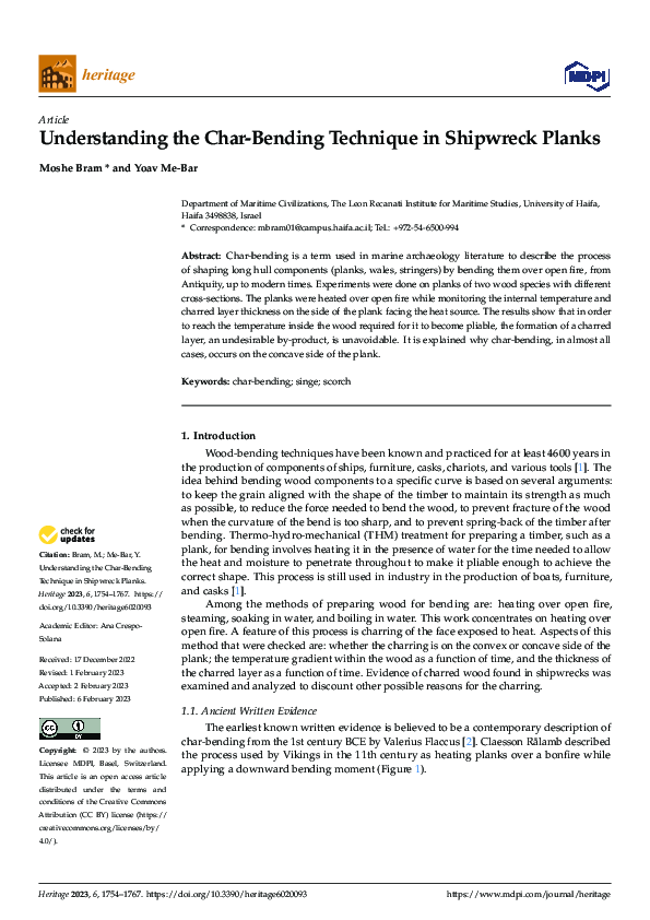 (PDF) Understanding the Char-Bending Technique in Shipwreck Planks