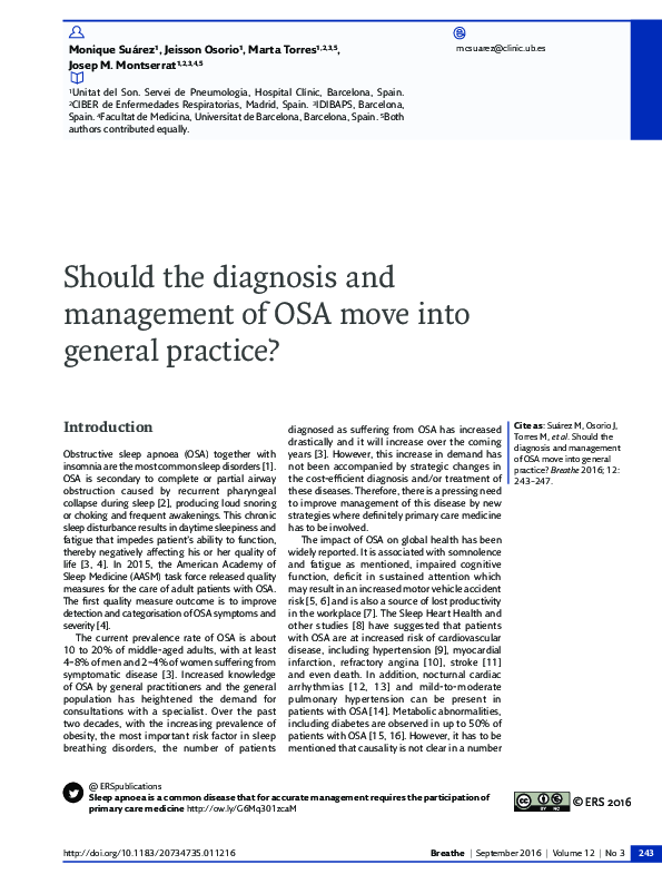 (PDF) Should the diagnosis and management of OSA move into general ...