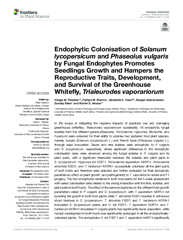 (PDF) Endophytic Colonisation of Solanum lycopersicum and Phaseolus vulgaris by Fungal ...
