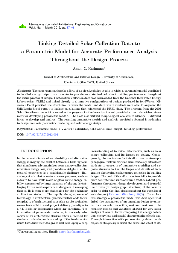 (PDF) Linking Detailed Solar Collection Data to a Parametric Model for Accurate Performance ...