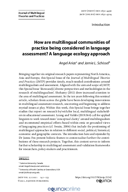 (PDF) How are multilingual communities of practice being considered in language assessment? A ...