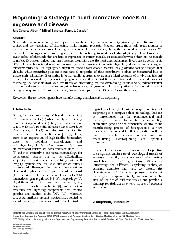 (PDF) Bioprinting: A strategy to build informative models of exposure ...