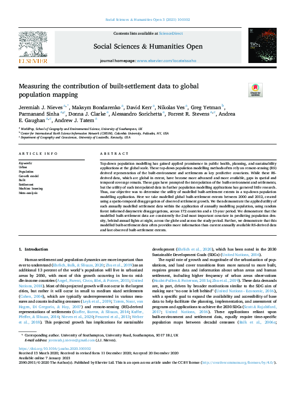 (PDF) Measuring the Contribution of Built-Settlement Data to Global ...