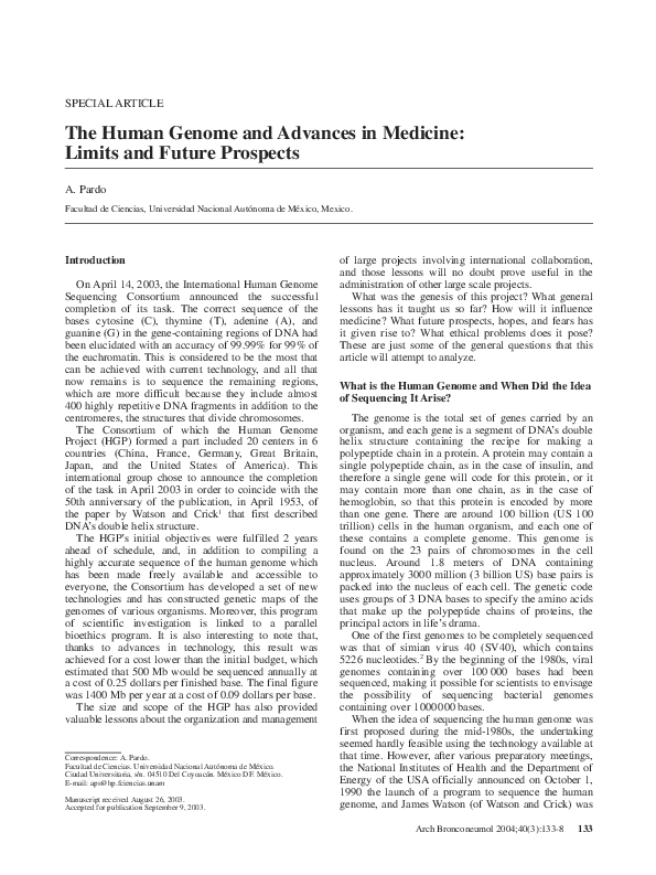 (PDF) The Human Genome and Advances in Medicine: Limits and Future ...