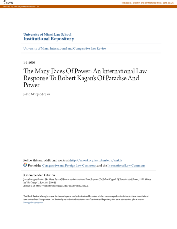 (PDF) The Many Faces Of Power: An International Law Response To Robert ...