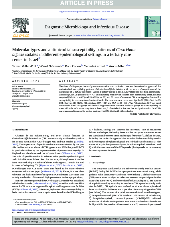 (PDF) Molecular types and antimicrobial susceptibility patterns of ...