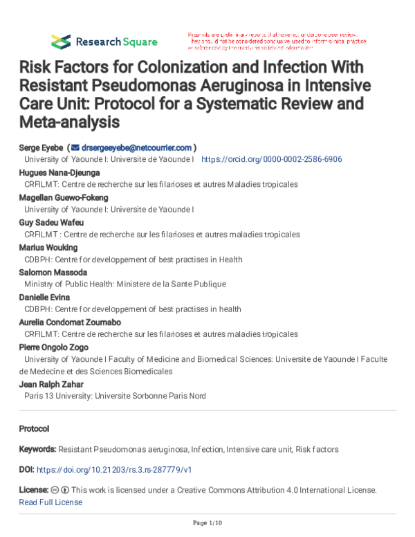 (PDF) Risk Factors for Colonization and Infection With Resistant ...
