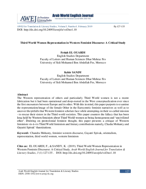 (PDF) Third World Women Representation in Western Feminist Discourse: A ...