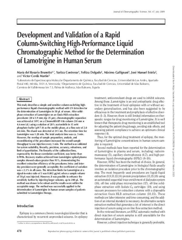 Pdf Development And Validation Of A Rapid Column Switching High