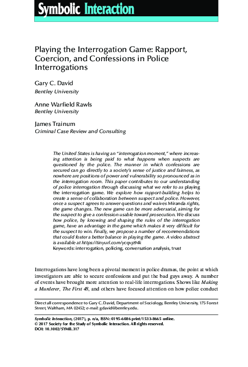 (PDF) Playing the Interrogation Game: Rapport, Coercion, and ...