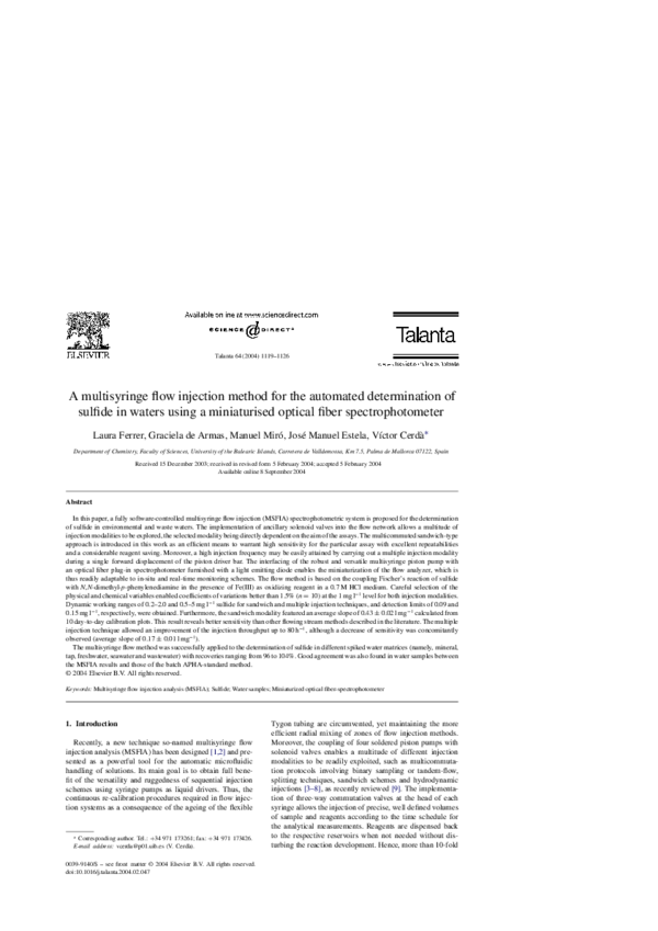 Pdf A Multisyringe Flow Injection Method For The Automated