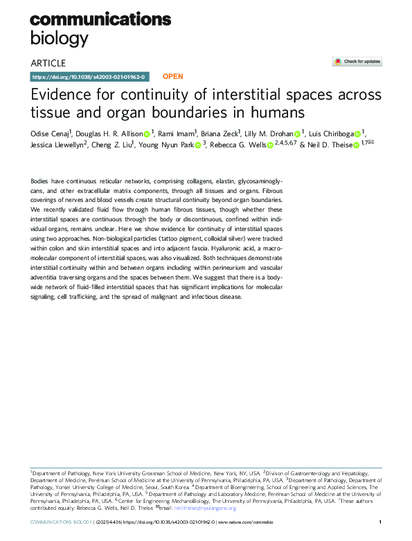 (PDF) Evidence for continuity of interstitial spaces across tissue and ...