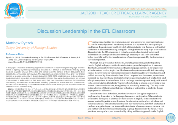 (PDF) Discussion Leadership in the EFL Classroom