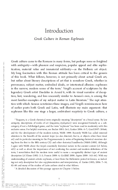 (PDF) The Captor's Image: Greek Culture in Roman Ecphrasis, Introduction