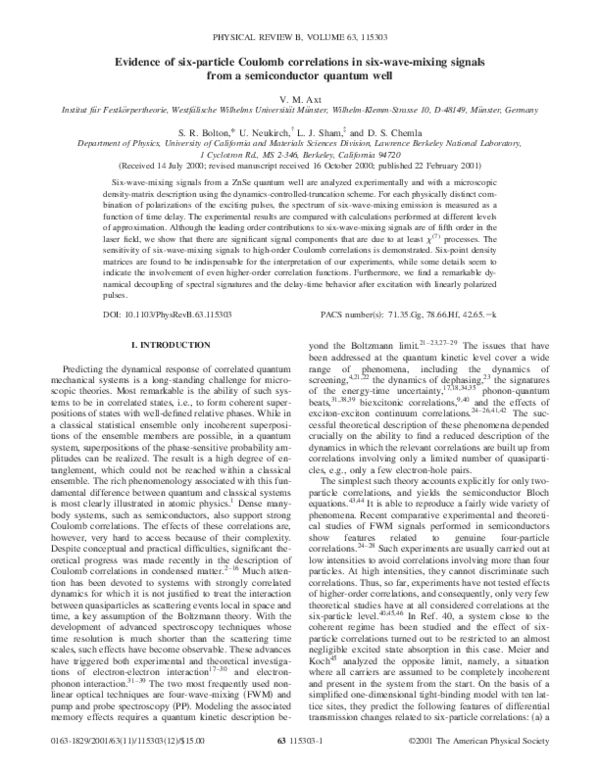 Pdf Evidence Of Six Particle Coulomb Correlations In Six Wave Mixing Signals From A