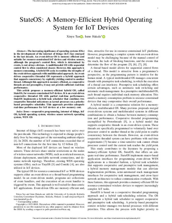 (PDF) StateOS: A Memory-Efficient Hybrid Operating System for IoT Devices